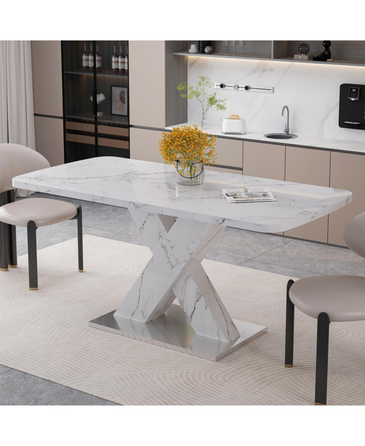 Click here for Modern Square Dining Table  Stretchable  with Prin... prices