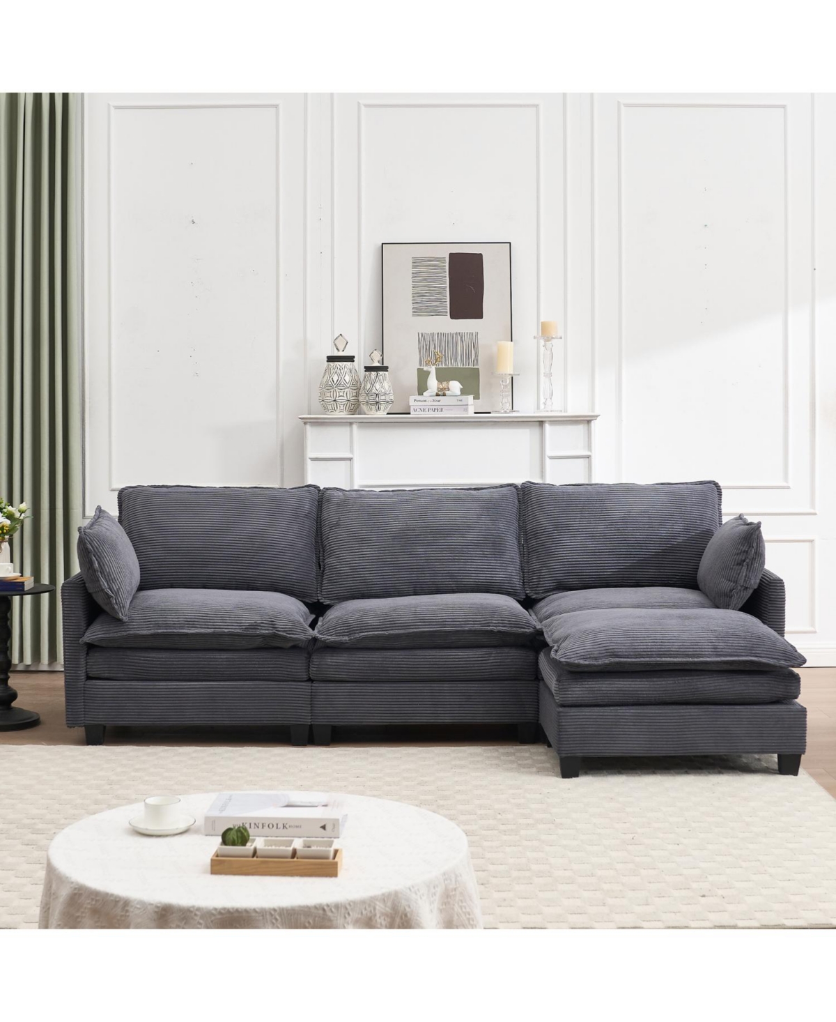 Click here for Streamdale Modular Velvet U-Shaped Sofa with Ottom... prices