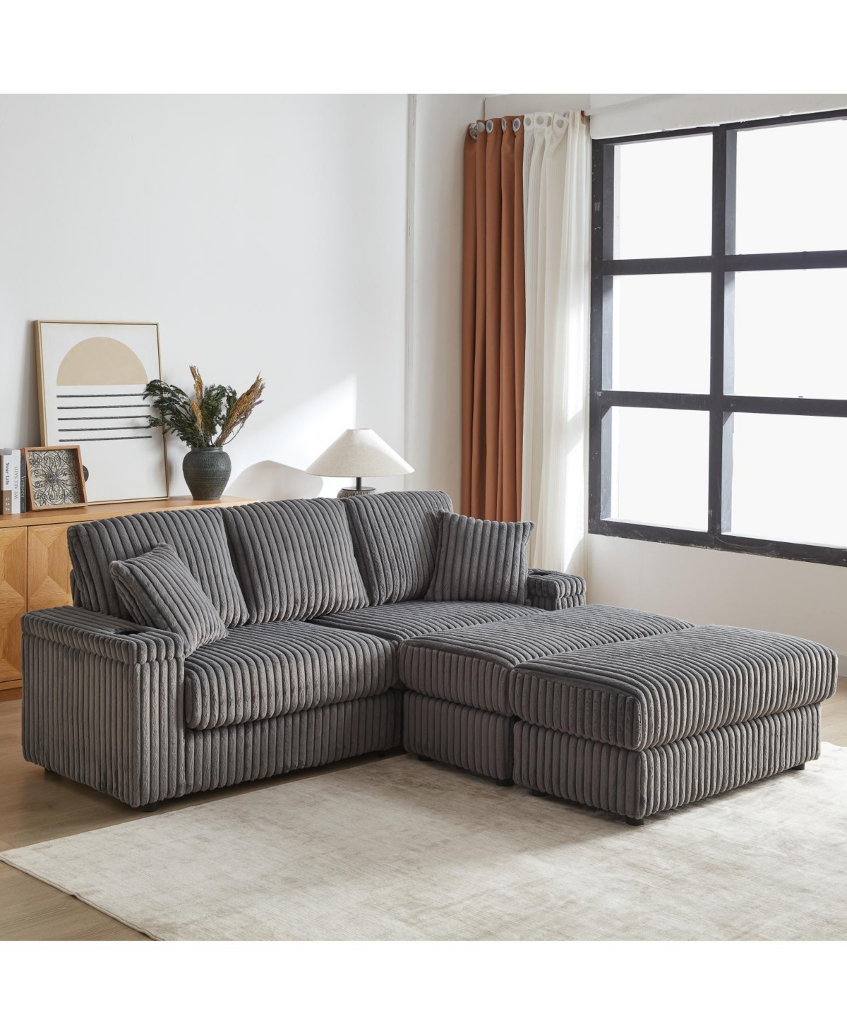 Click here for Streamdale Comfy 3-Seater Corduroy Sofa with Stora... prices