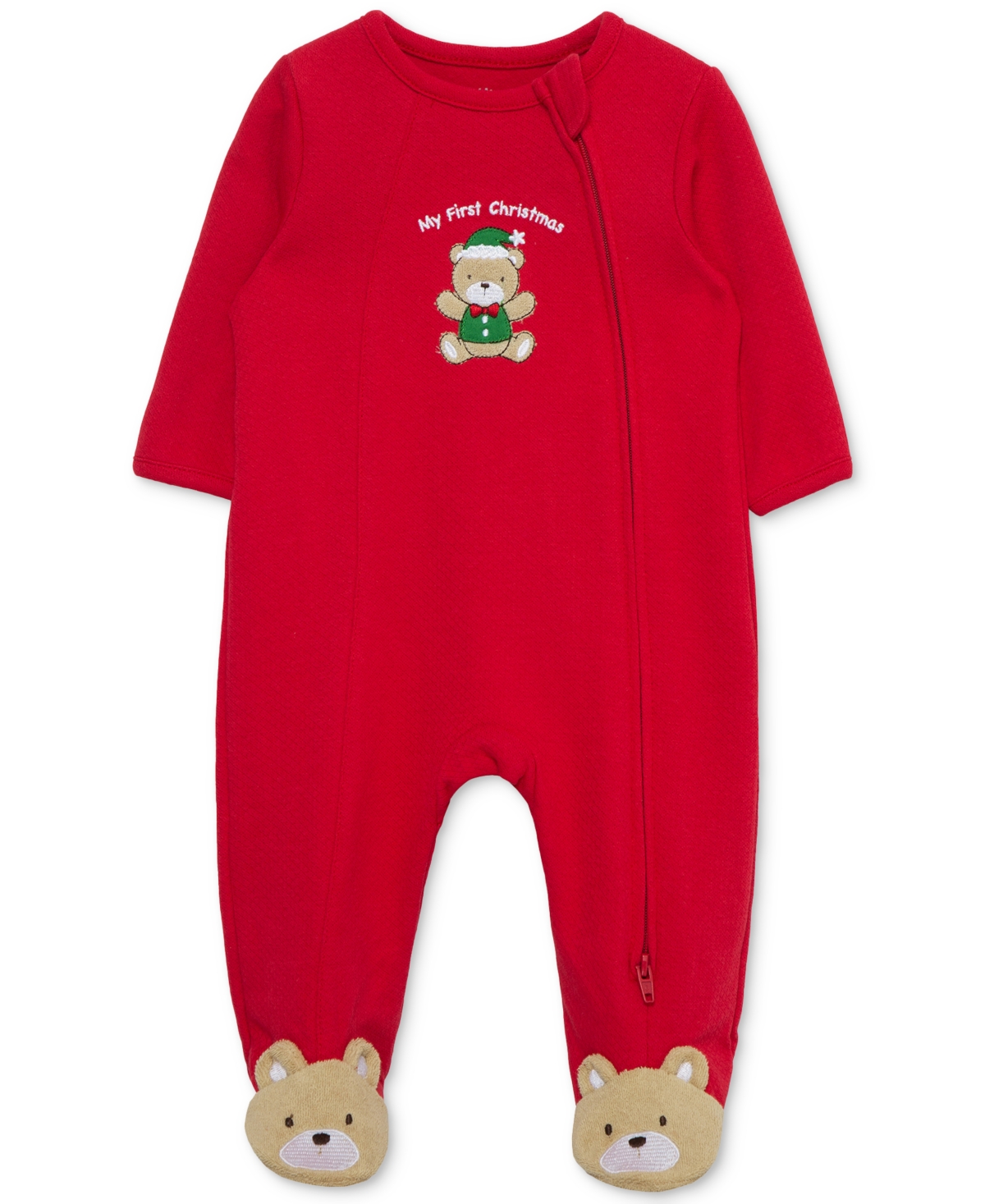 Click here for Little Me Baby Holiday Bear Cotton Footed Coverall... prices