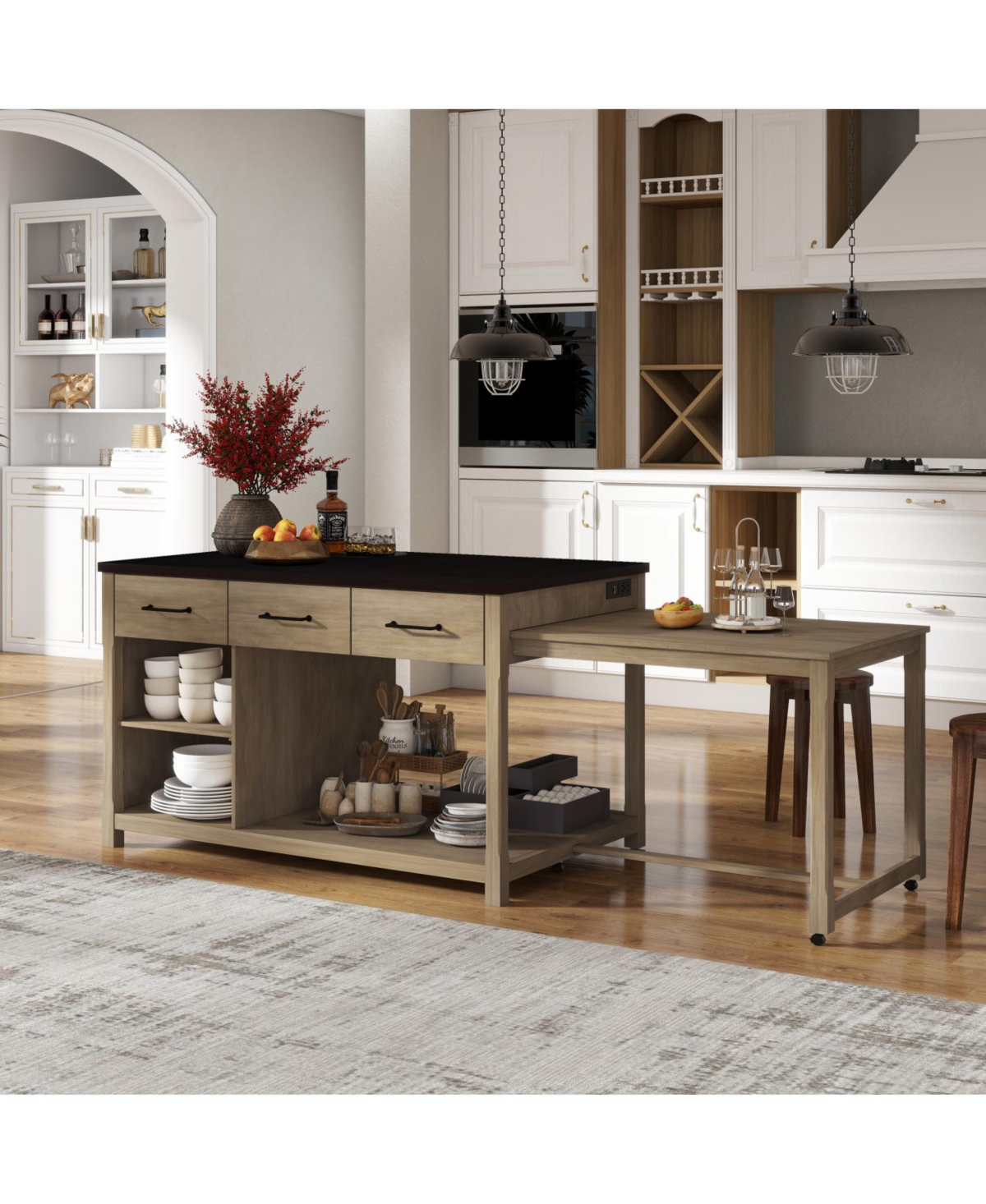Click here for Streamdale Extendable Kitchen Island Cart w/ Power... prices