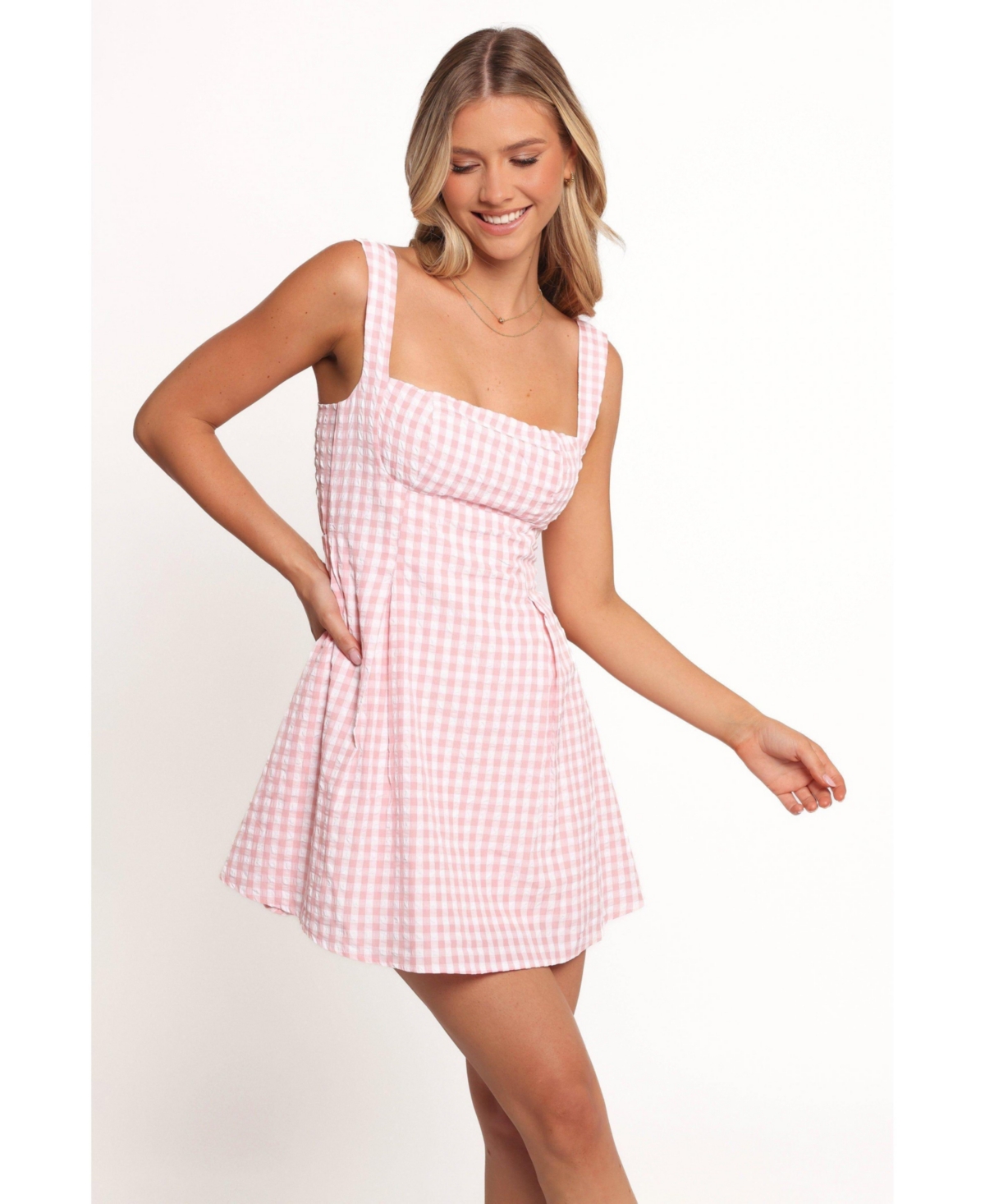 Click here for Petal and Pup Womens Althea Mini Dress - Pink ging... prices