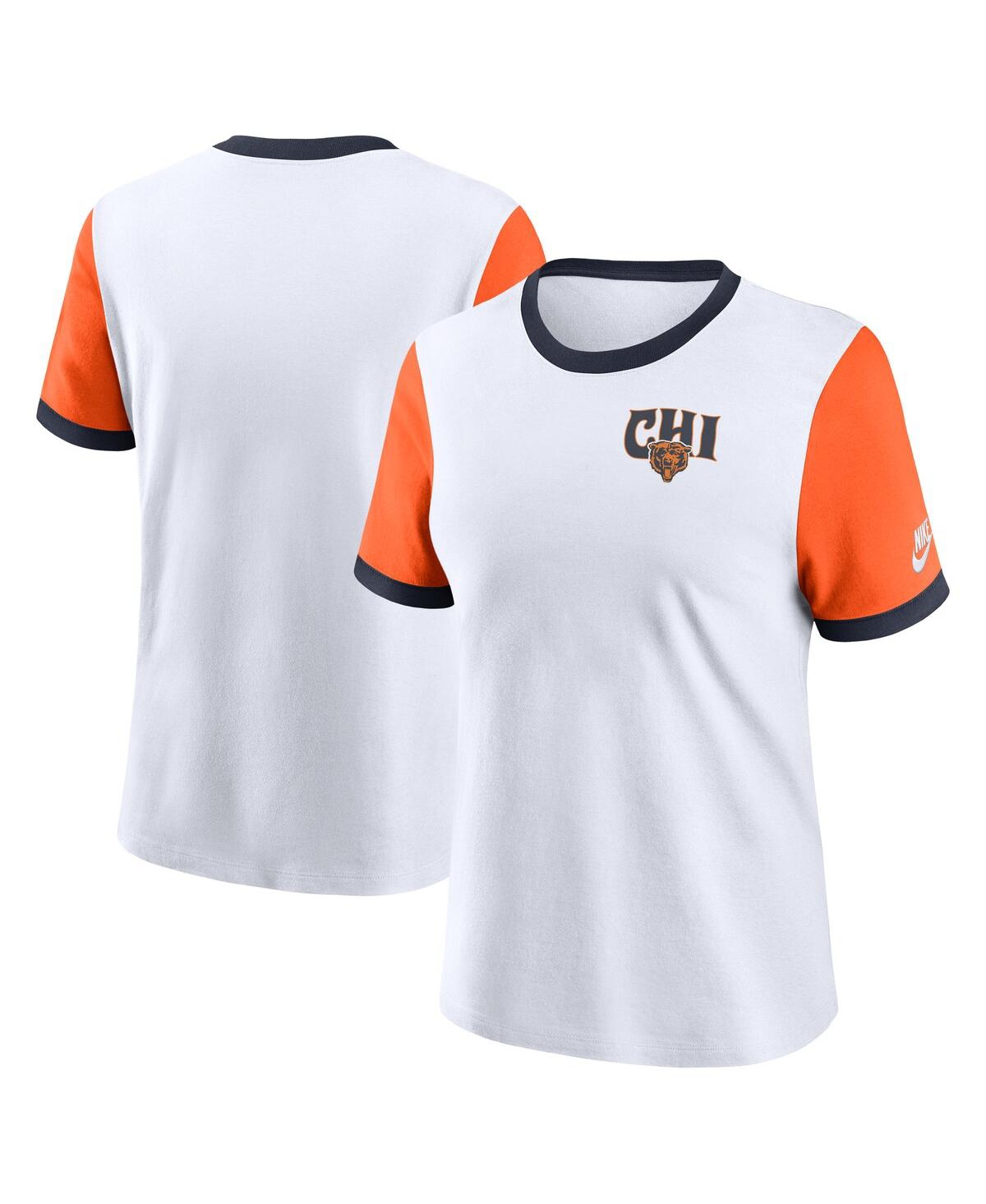 Click here for Nike Womens White Chicago Bears Rewind Ringer Tri-... prices