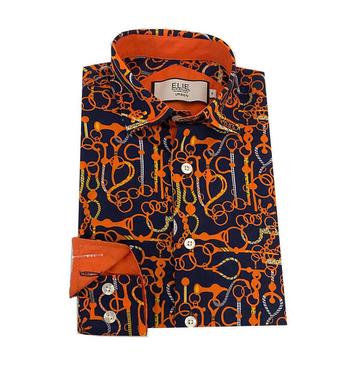 Click here for Elie Balleh Little Boys Navy Black Geometric Slim... prices