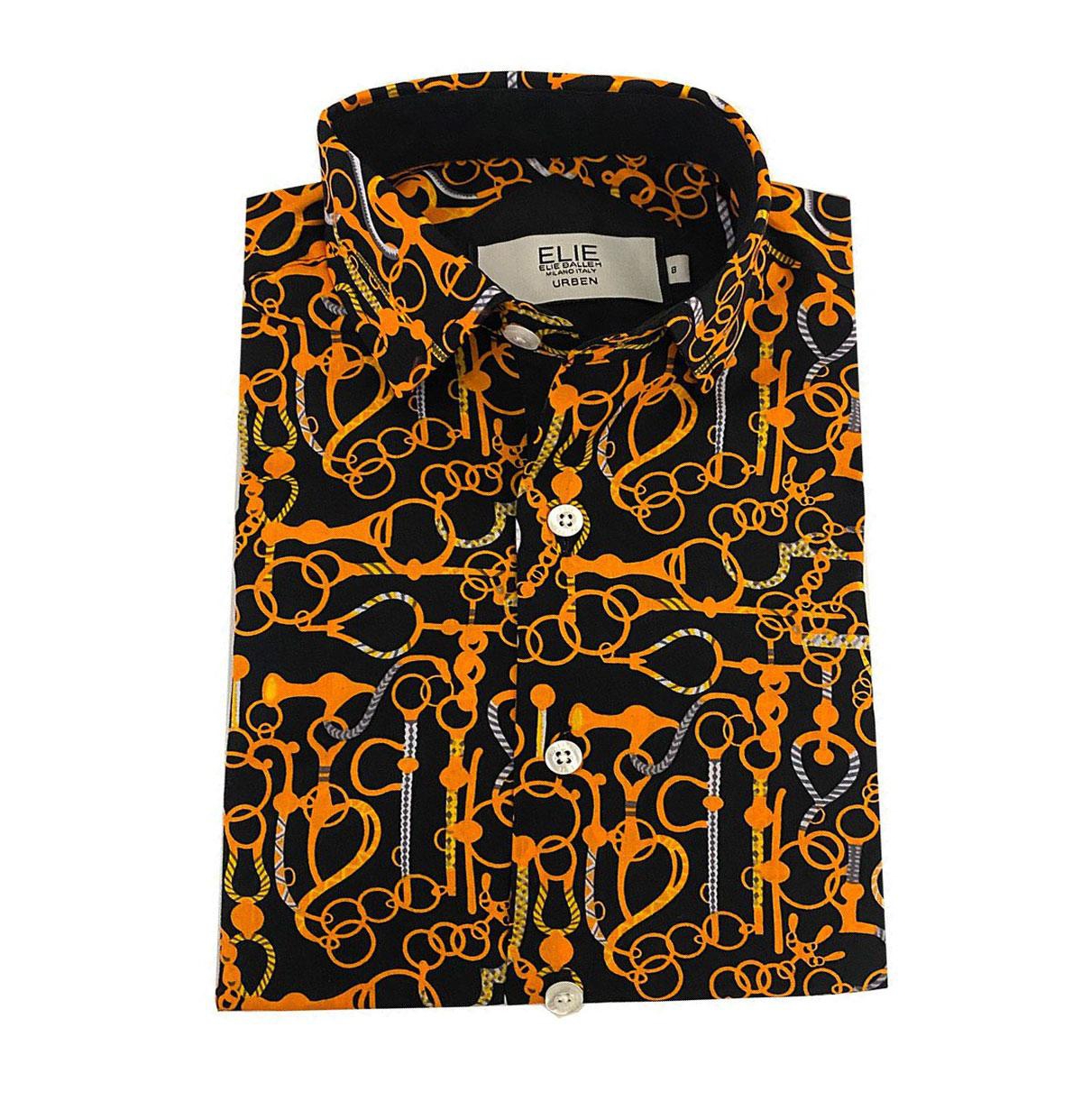 Click here for Elie Balleh Big Boys Black Geometric Slim Fit Shir... prices