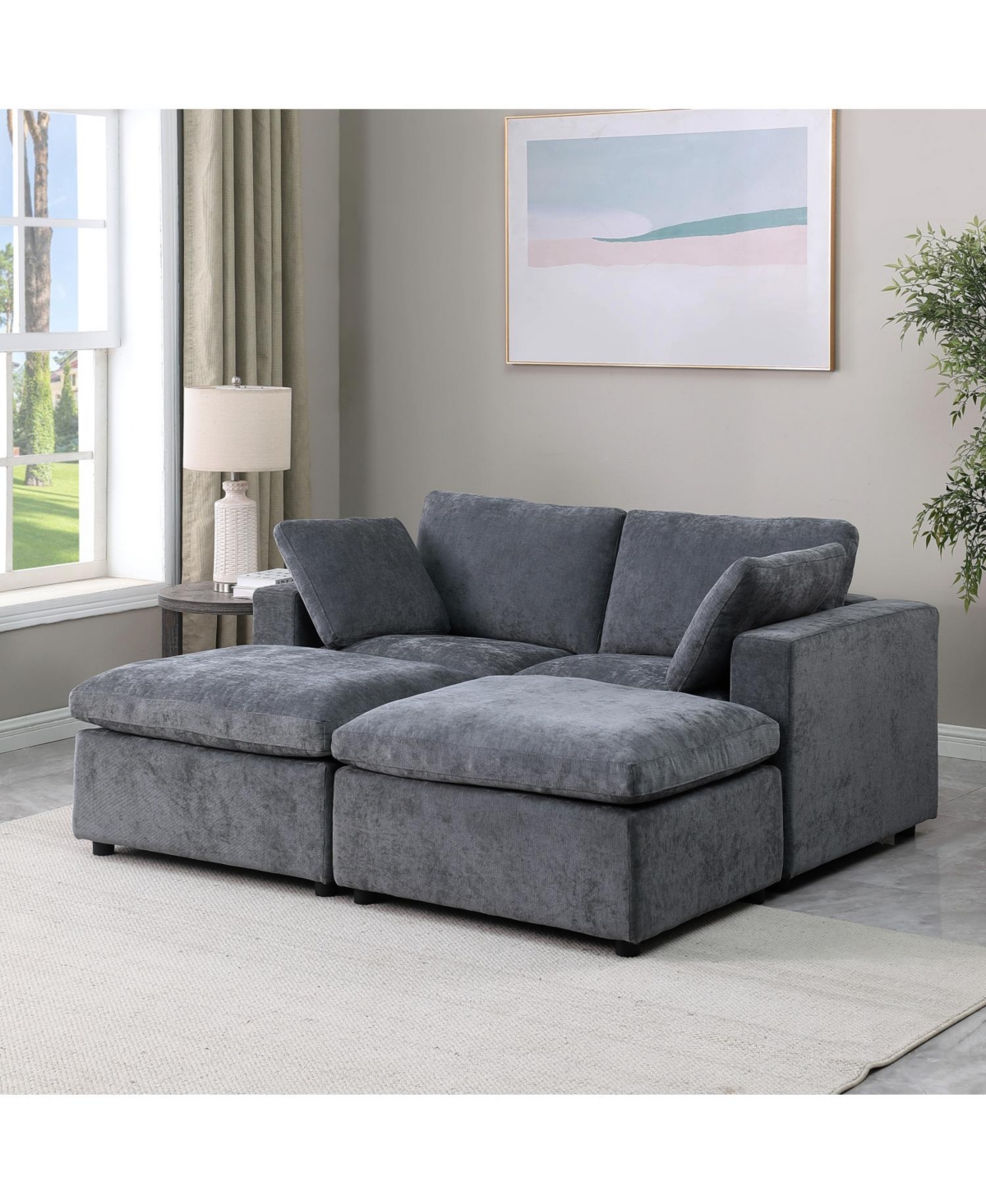 Click here for 68.5" Loveseat Sofa with 2 Ottoman Modular So... prices