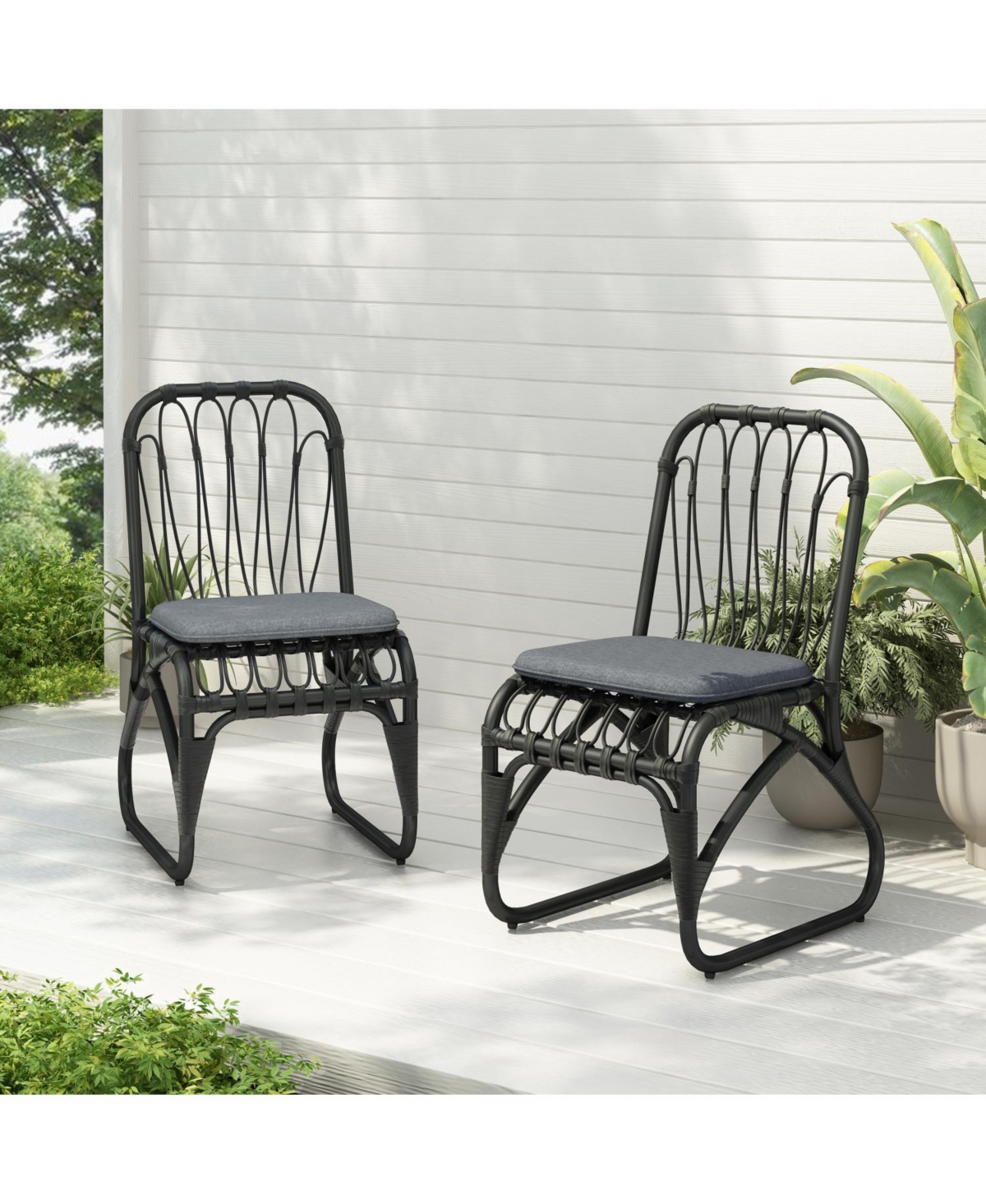 Click here for Streamdale Outdoor Grey Wicker Dining Chairs (Set... prices