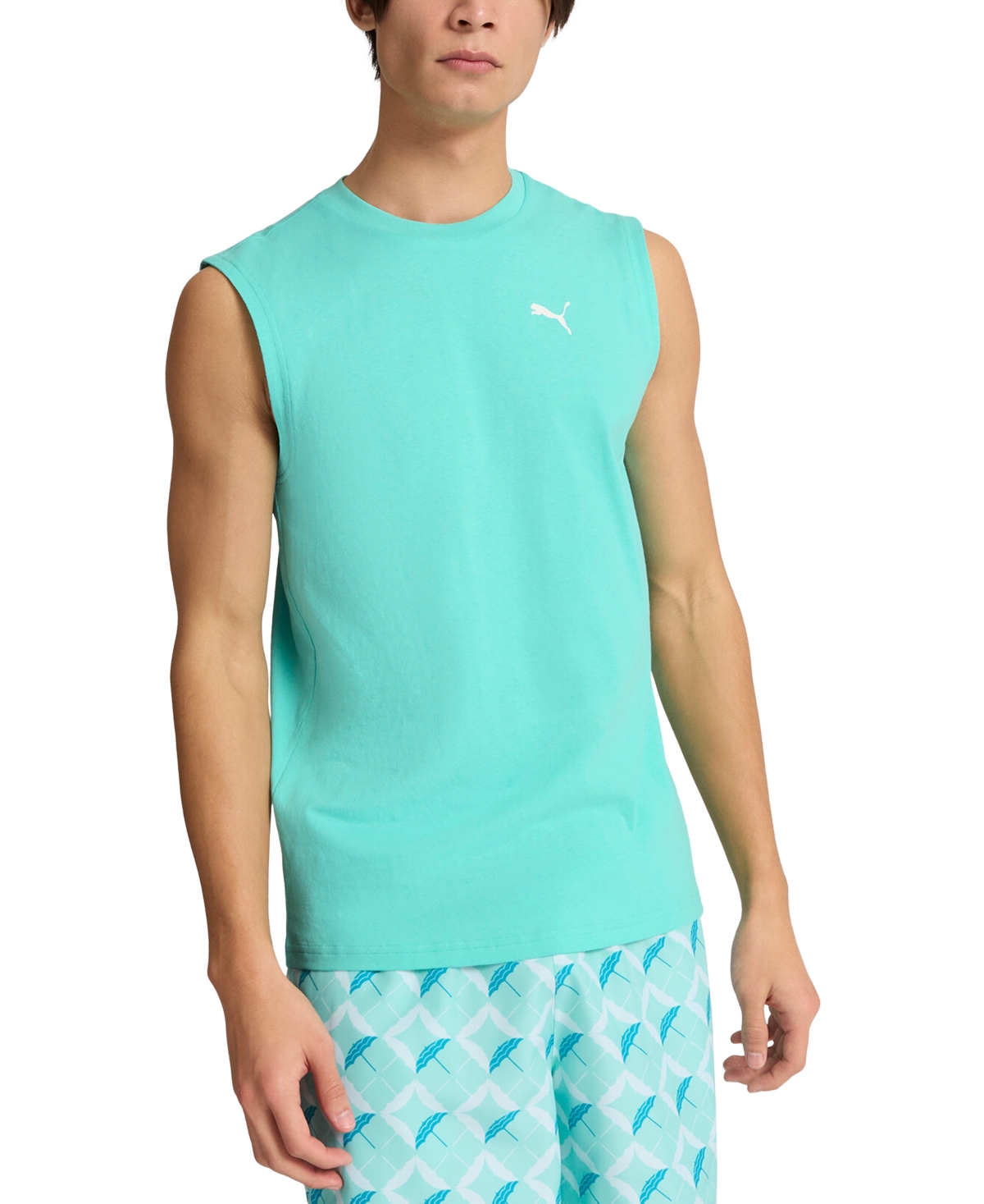Click here for Puma Mens Resort Logo Tank Top - Aquatic prices