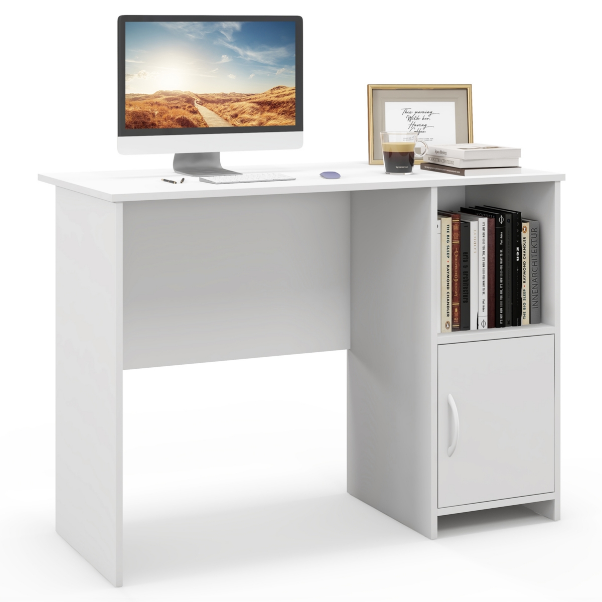 Click here for Modern Computer Desk with Cabinet - White prices