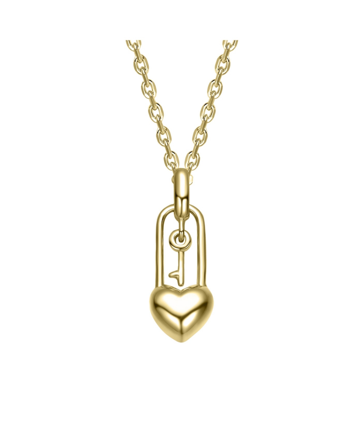 Click here for Kids Heart Lock and Key Pendant Necklace - Gold prices