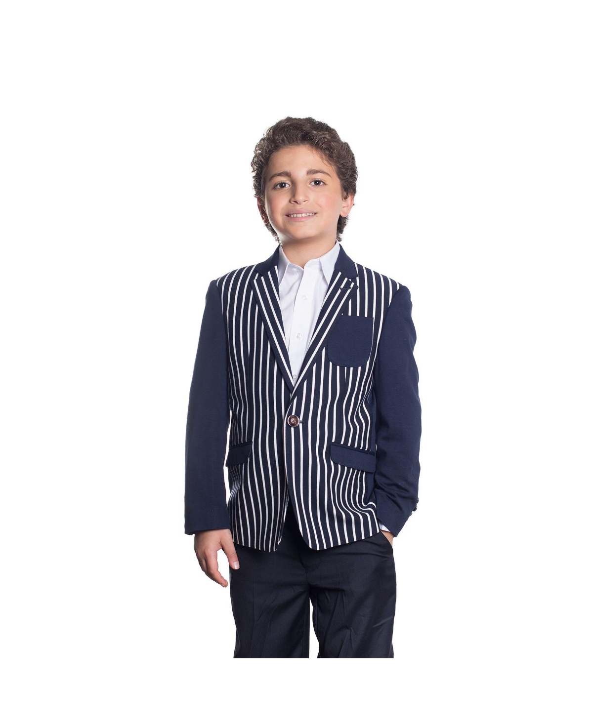 Click here for Elie Balleh Boys Navy Slim Fit Knit Blazer - Navy prices