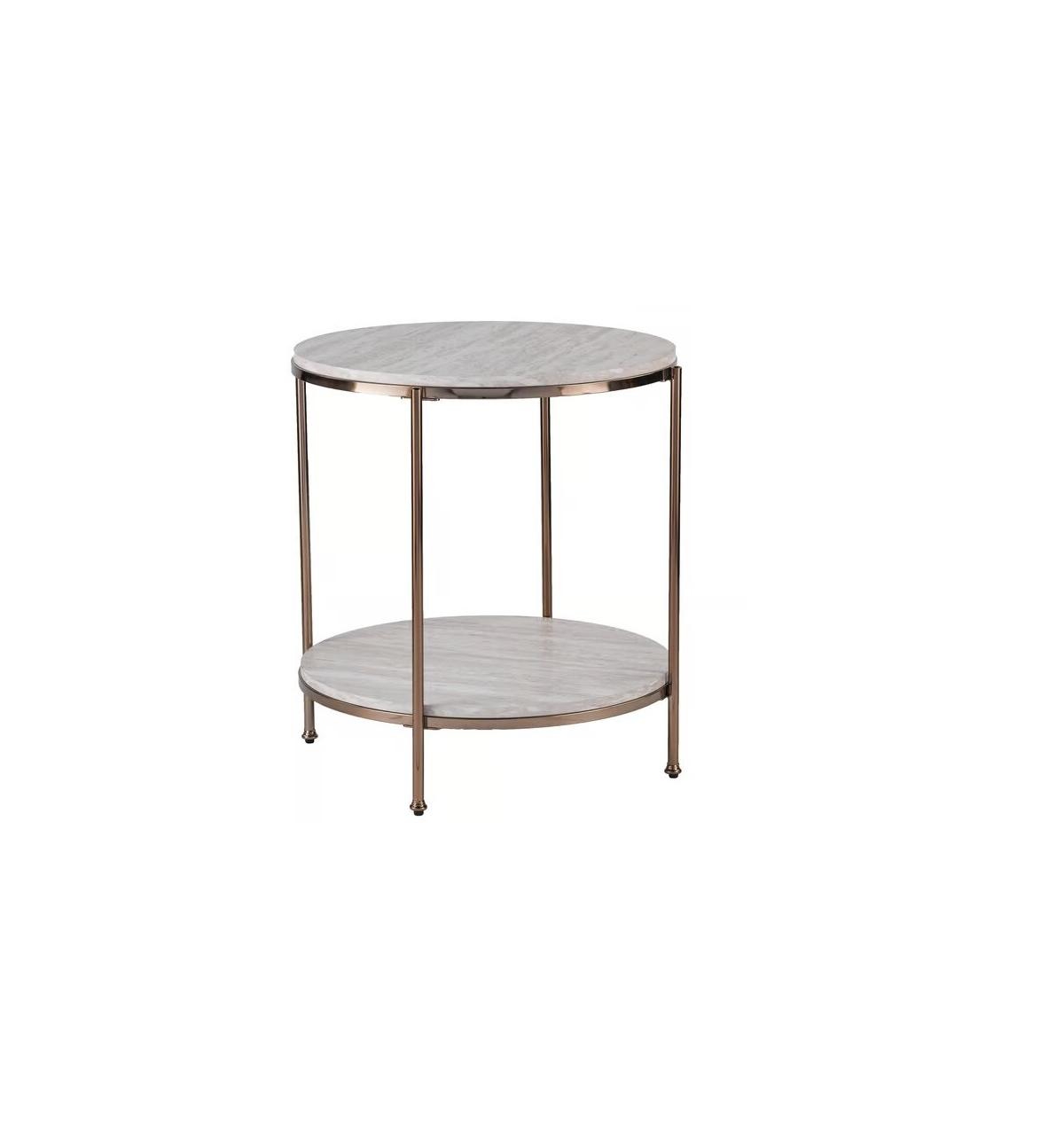 Click here for Faux Marble and Iron Round End Table with Shelf fo... prices