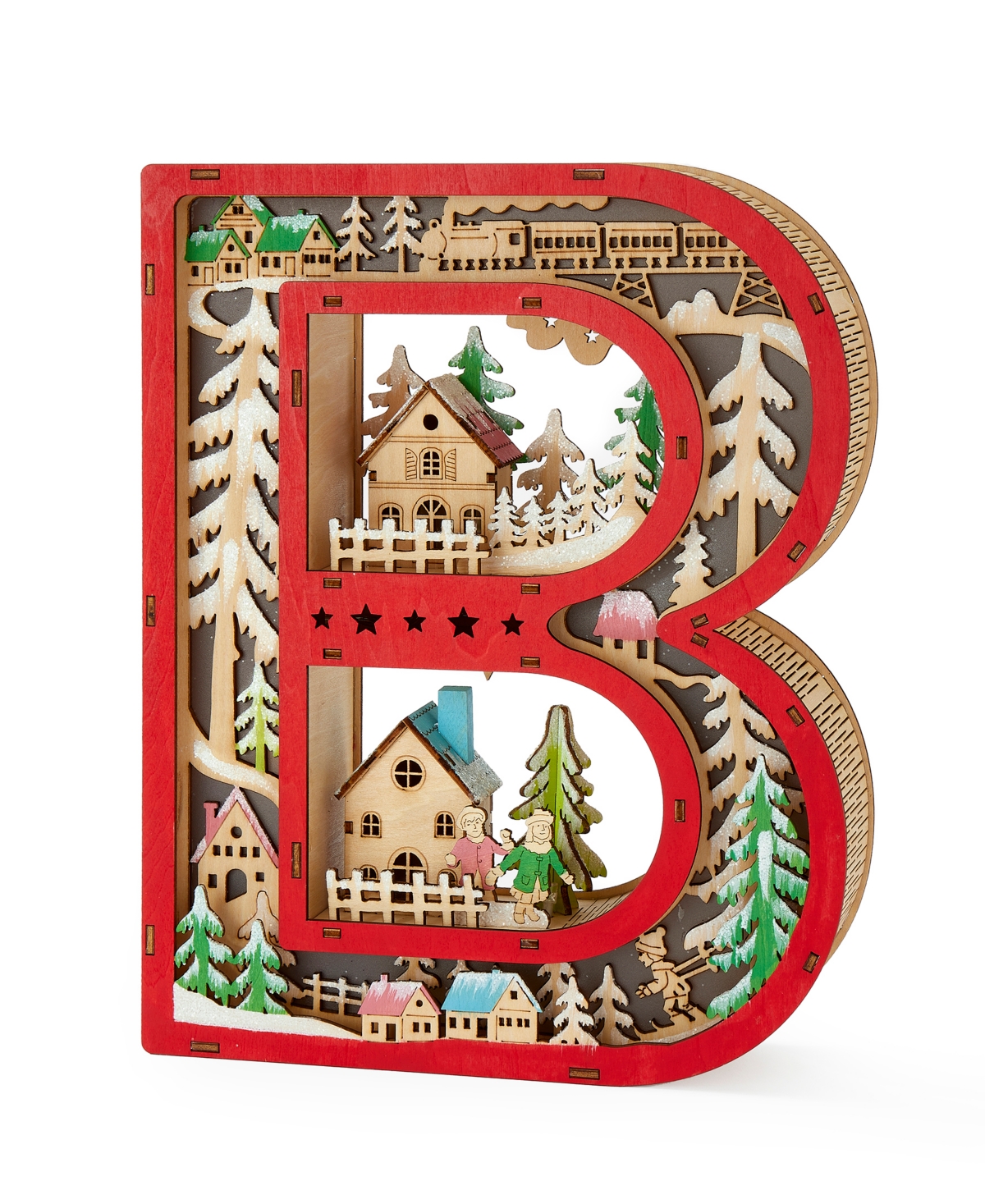 Click here for Giftcraft Led Wood Monogram Letter Decor - B - Red prices