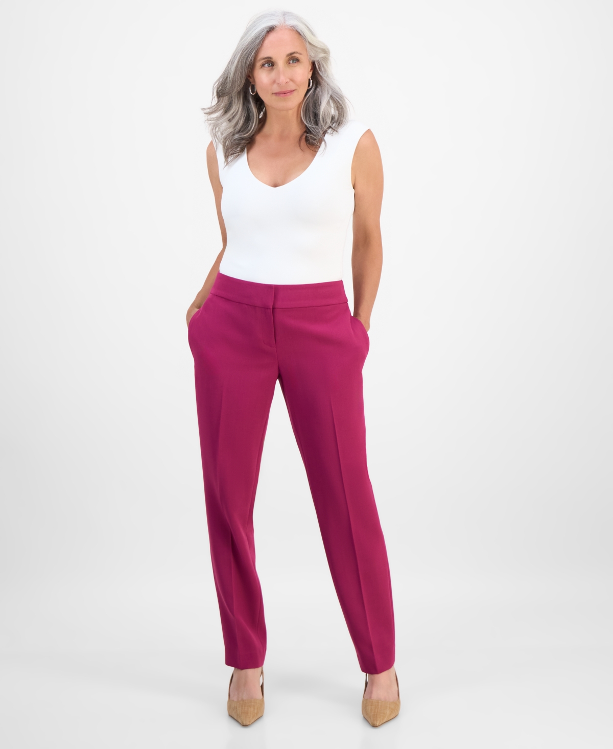 Click here for Kasper Womens Stretch Crepe Slim Leg Pant  Regular... prices