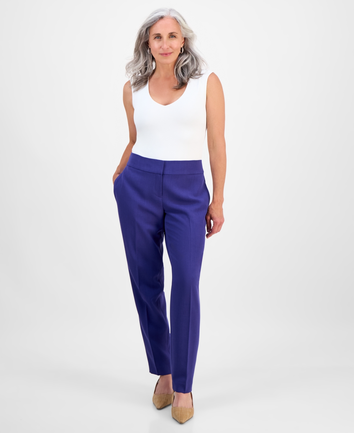 Click here for Kasper Womens Stretch Crepe Slim Leg Pant  Regular... prices