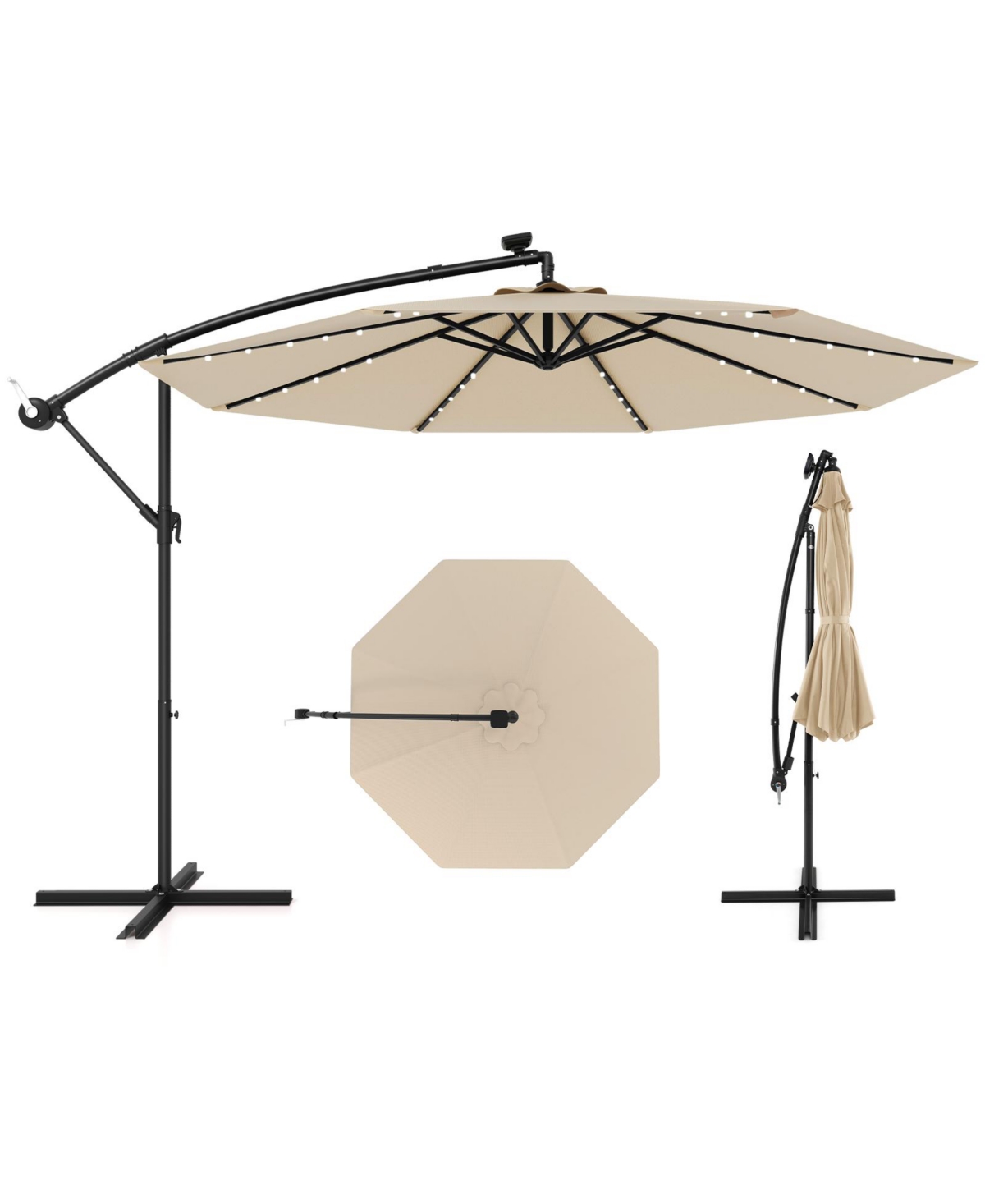Click here for 10 Feet Solar Offset Hanging Umbrella with 40 Lamp... prices