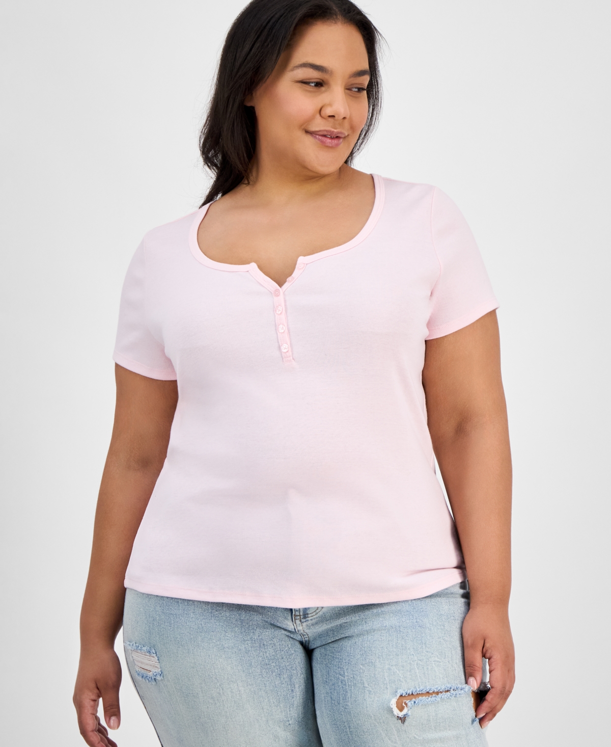 Click here for Hippie Rose Trendy Plus Size Henley Top - Ballet S... prices