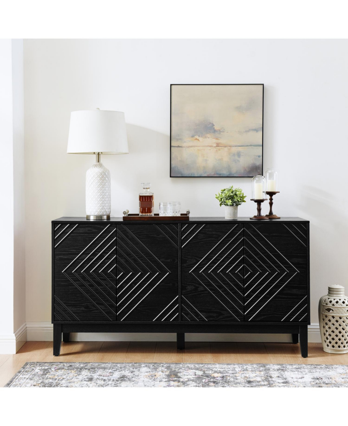 Click here for Black Farmhouse Buffet Cabinet - 60.5" Sidebo... prices