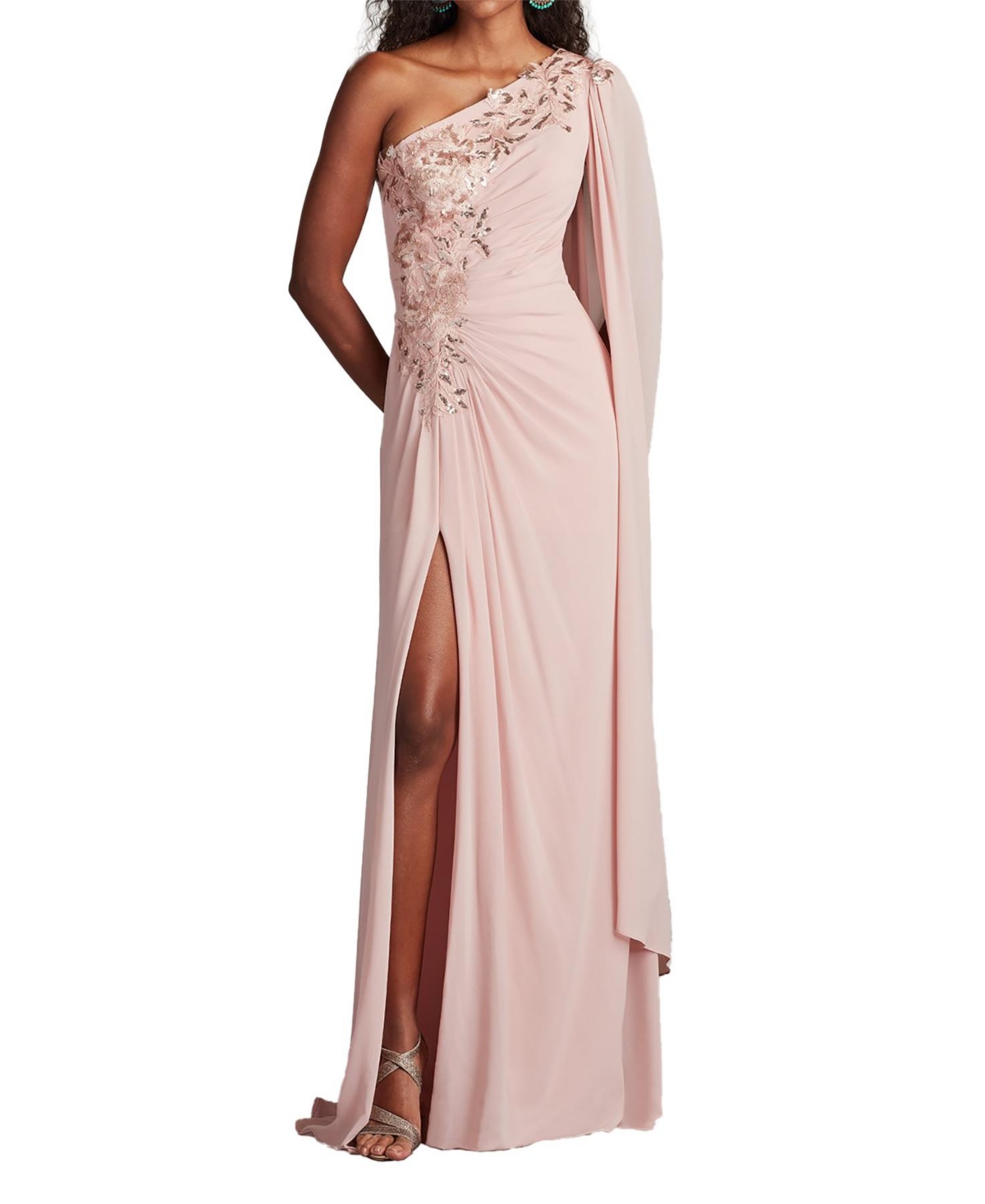 Tadashi Shoji Womens Sonora Cape Sleeve Gown - Pink