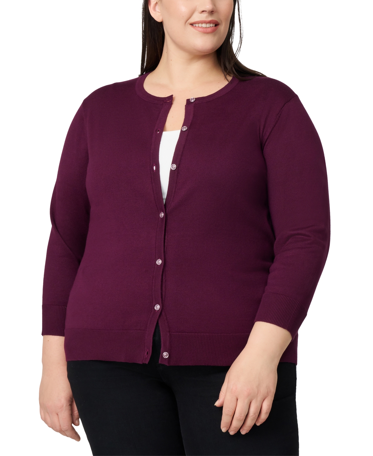 Click here for Melissa Paige Plus Size 3/4-Sleeve Cardigan Sweate... prices