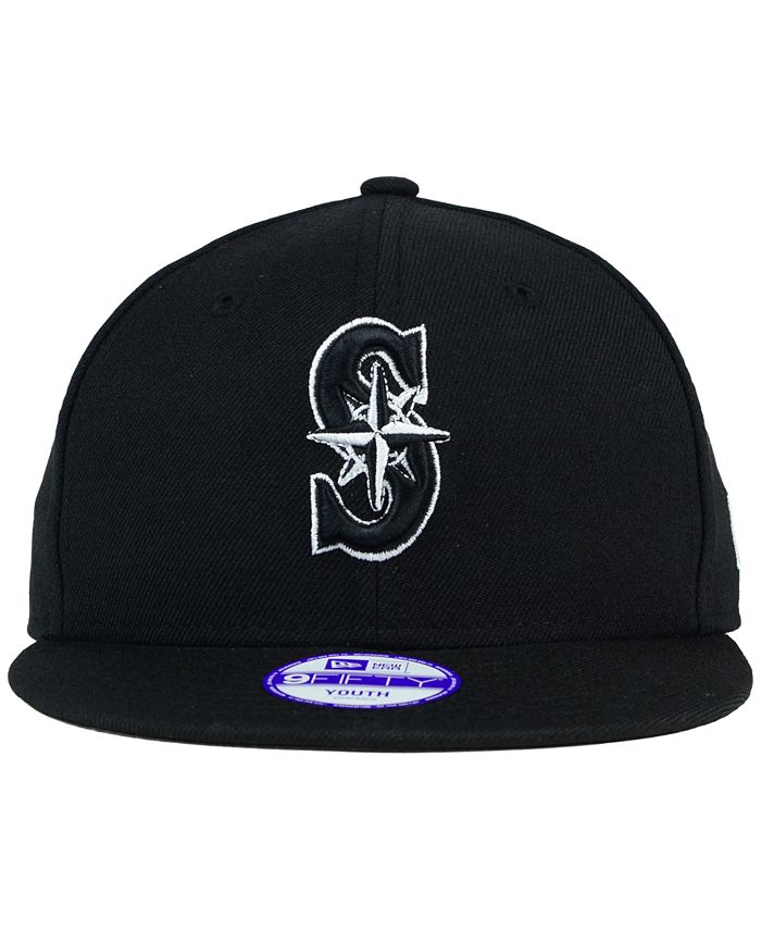 New Era Kids' Seattle Mariners Black White 9FIFTY Snapback Cap - Macy's