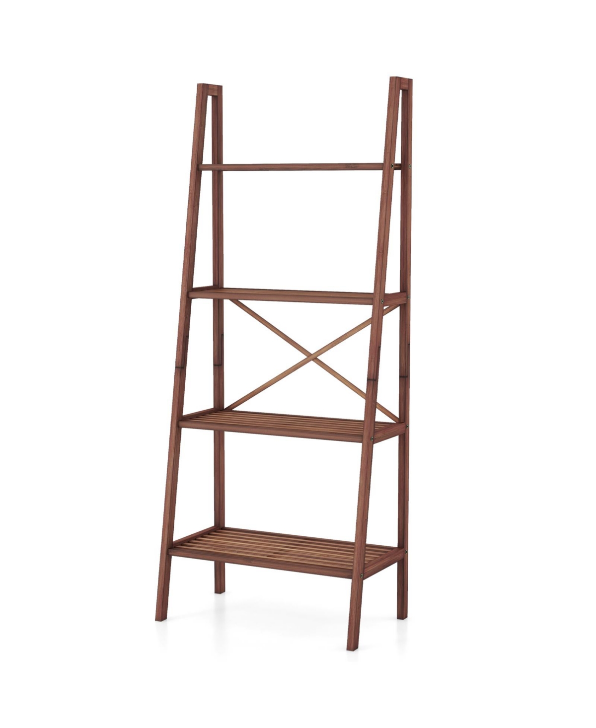 Click here for 58 Inch 4-Tier Bamboo Ladder Bookshelf - Dark brow... prices