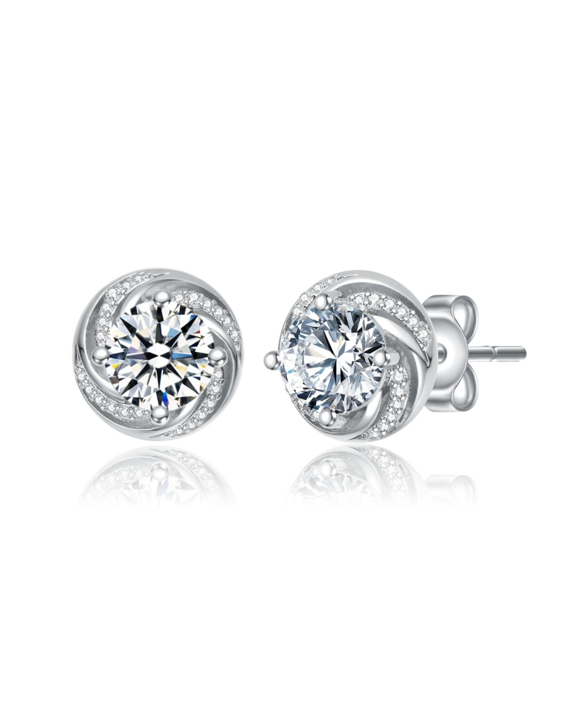 Click here for Clear Cubic Zirconia Whirl Pool Inspired Stud Earr... prices