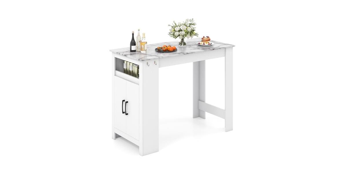 Click here for Bar Table Faux Marble Pub Table with 7 Hanging Hoo... prices