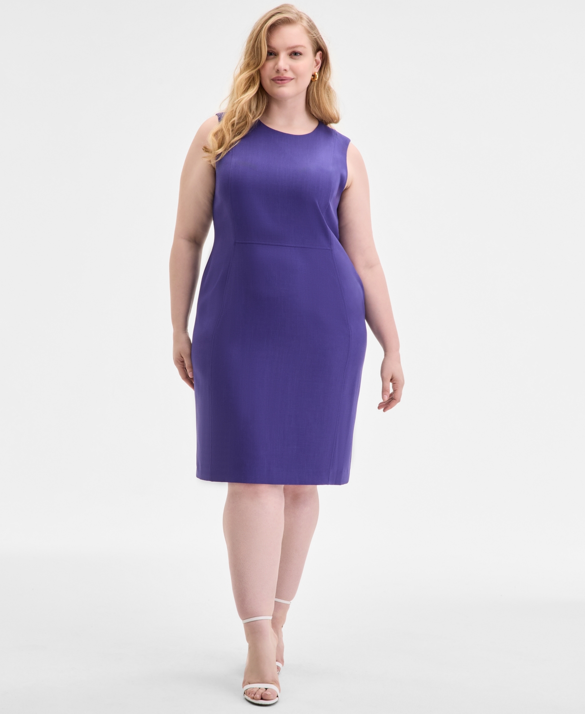 Click here for Kasper Plus Size Crewneck Sleeveless Sheath Dress... prices