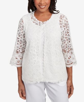 Alfred Dunner Petite Estate of Mind Embellished Lace Two in One Top ...