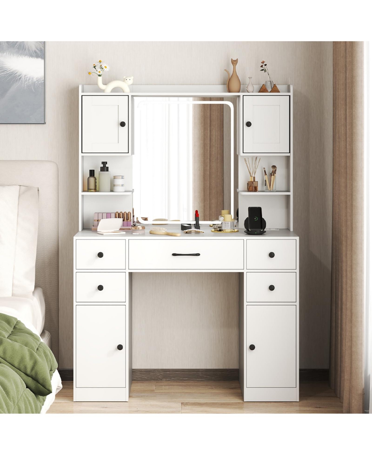 Click here for Makeup Vanity Desk with Lighted Mirror and Chargin... prices