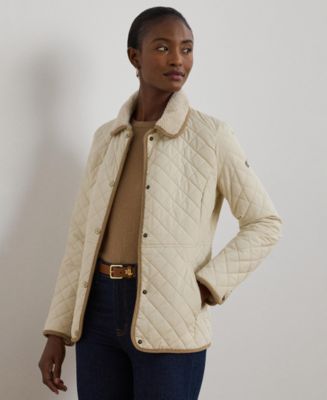 Lauren Ralph Lauren Women's Faux-Sherpa-Collar Quilted Coat - Macy's
