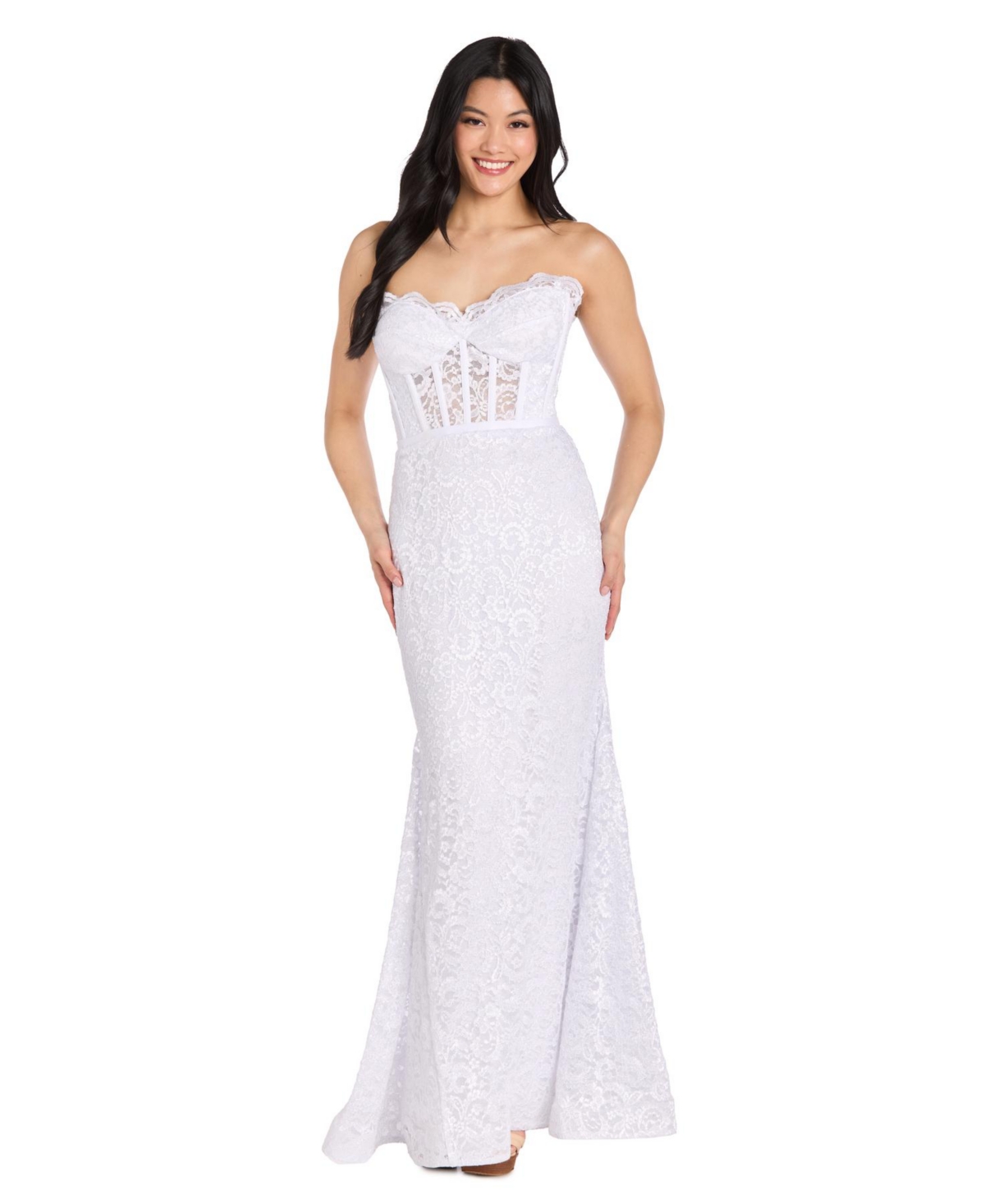 Click here for Morgan & Company Juniors Glitter Lace Corset Gown... prices