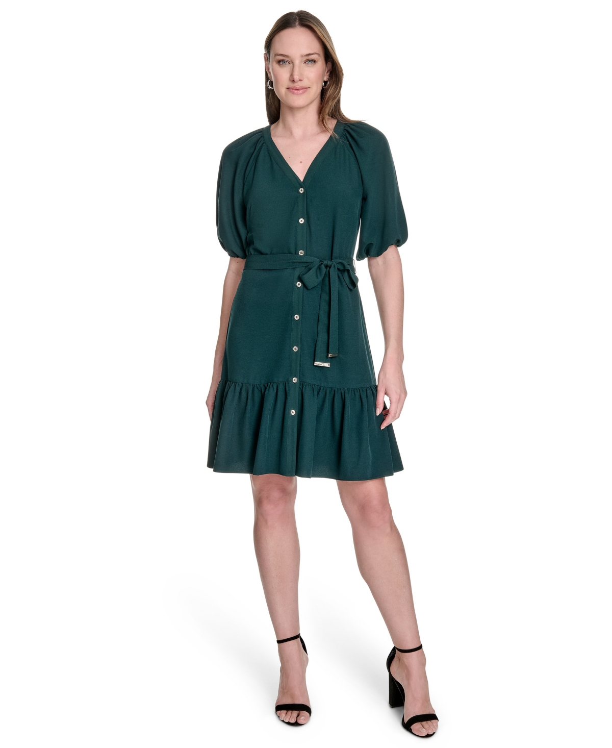 Click here for Tommy Hilfiger Womens Puff-Sleeve Fit & Flare Dres... prices