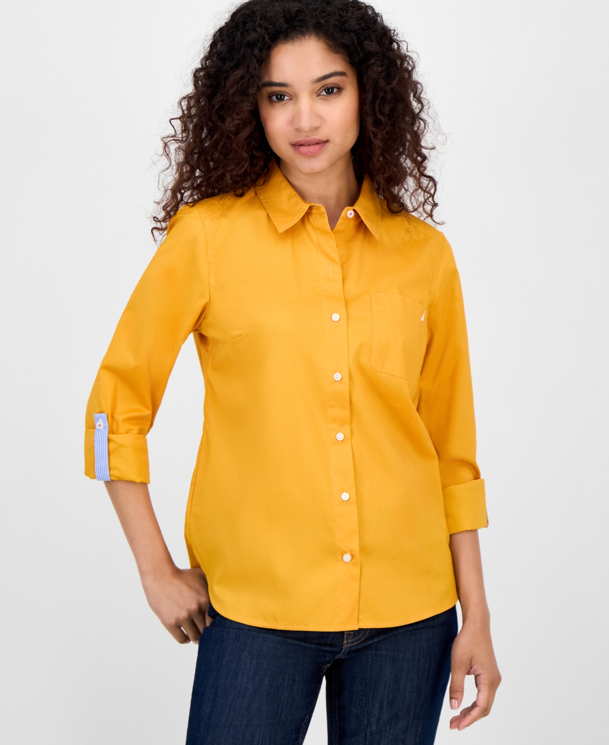 Click here for Nautica Jeans Womens Roll-Tab Button-Front Shirt -... prices