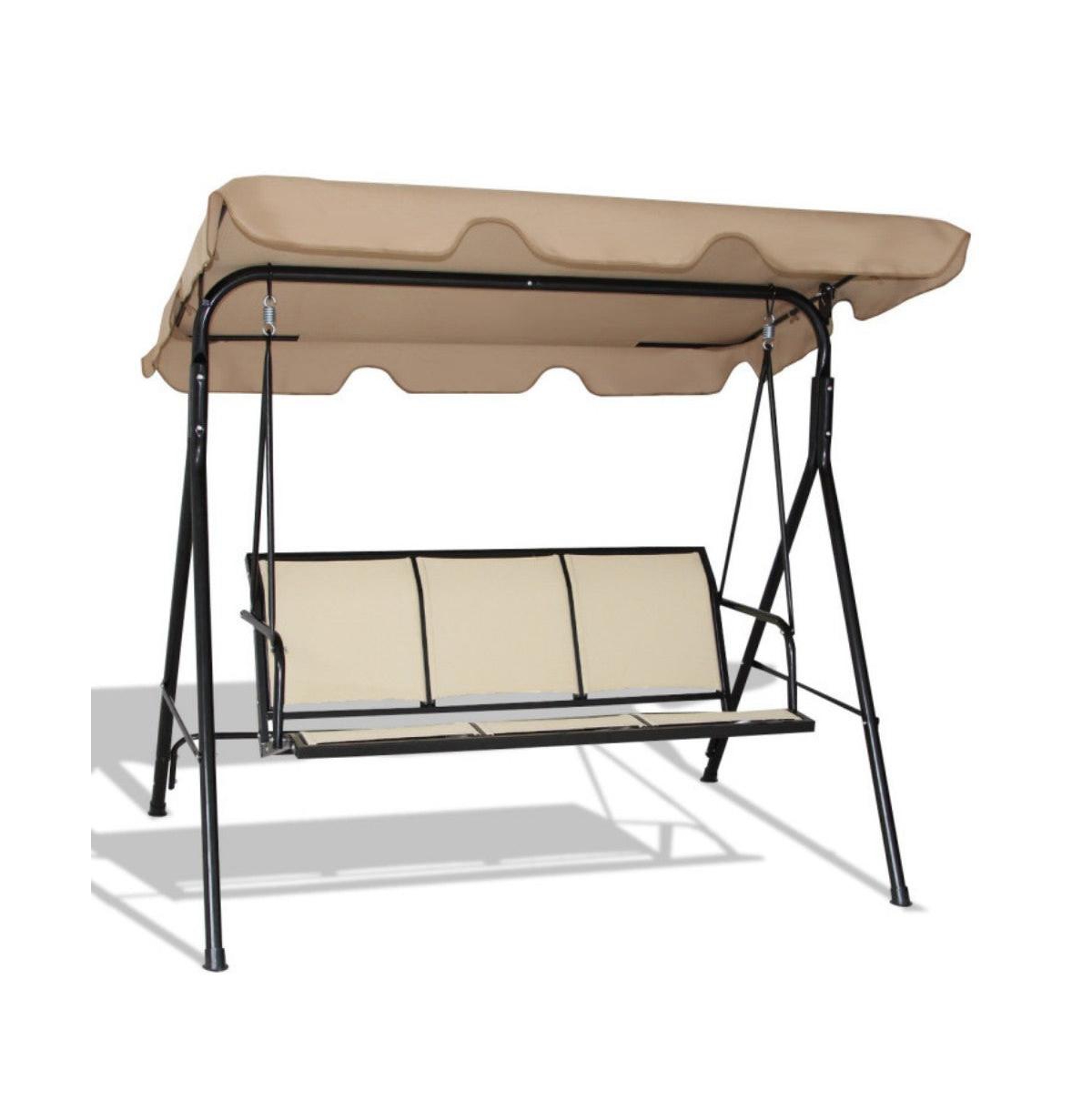 Click here for 3 Person Steel Frame Patio Porch Swing with Polyes... prices
