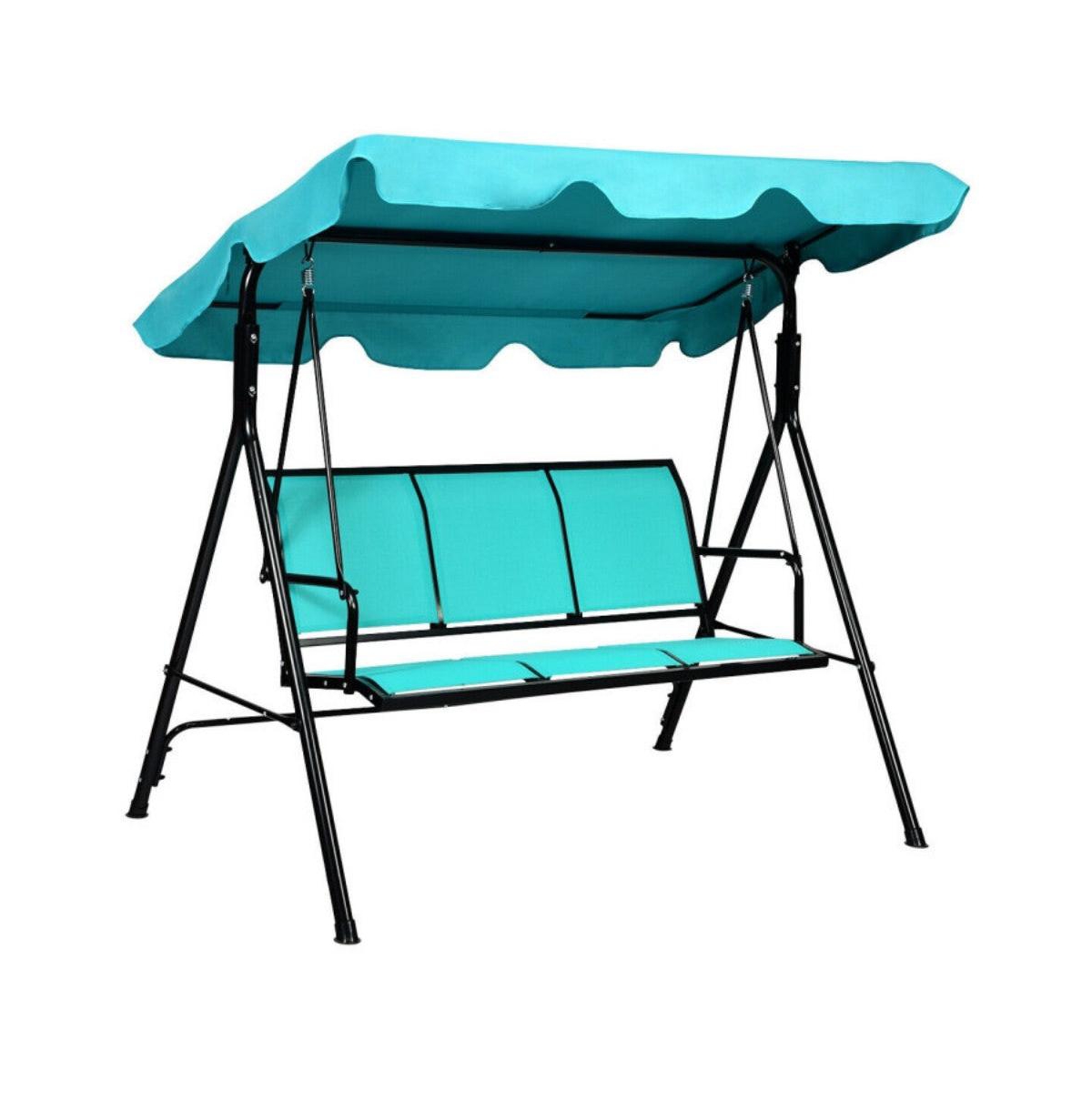 Click here for 3 Person Steel Frame Patio Porch Swing with Polyes... prices