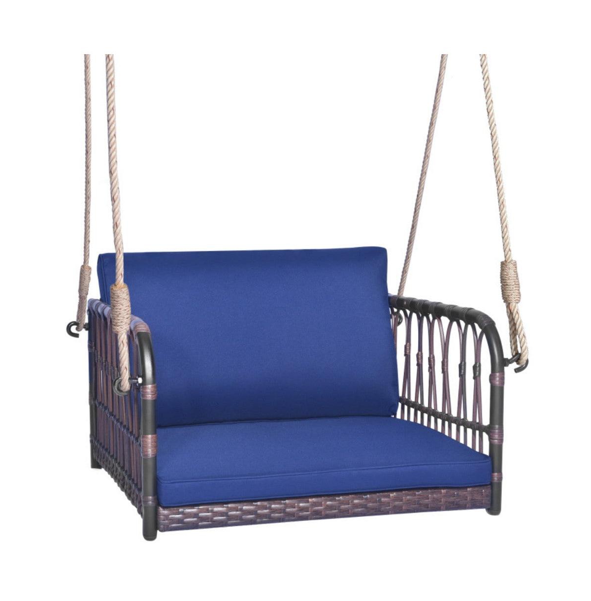 Click here for 1-Person Rattan Hanging Porch Swing Seat with Cush... prices