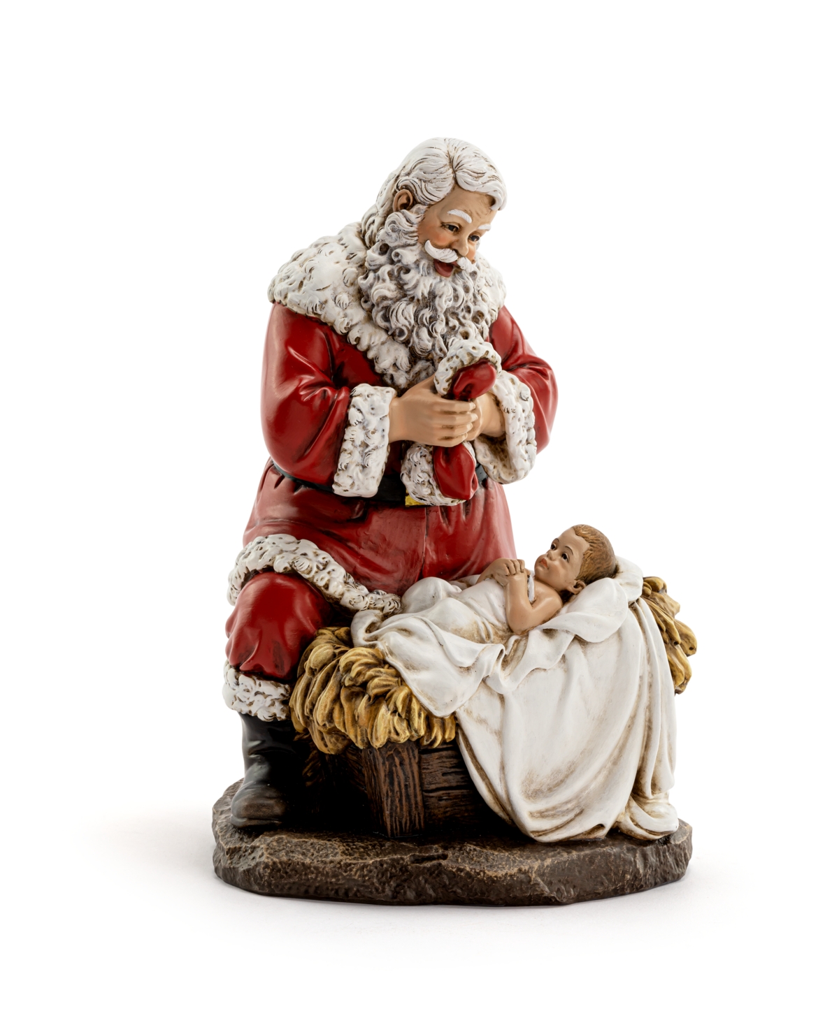 Click here for Napco 9 Kneeling Santa with Baby Jesus - Red  Whit... prices
