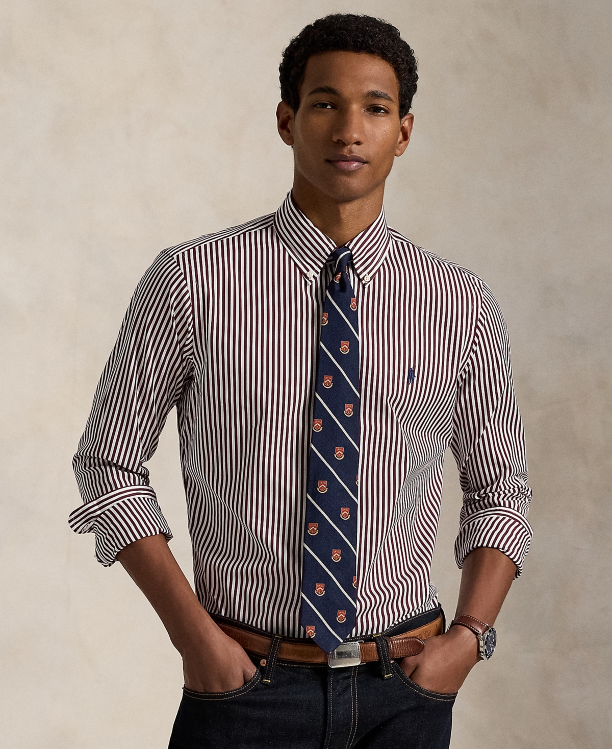 Click here for Polo Ralph Lauren Mens Classic-Fit Striped Poplin... prices