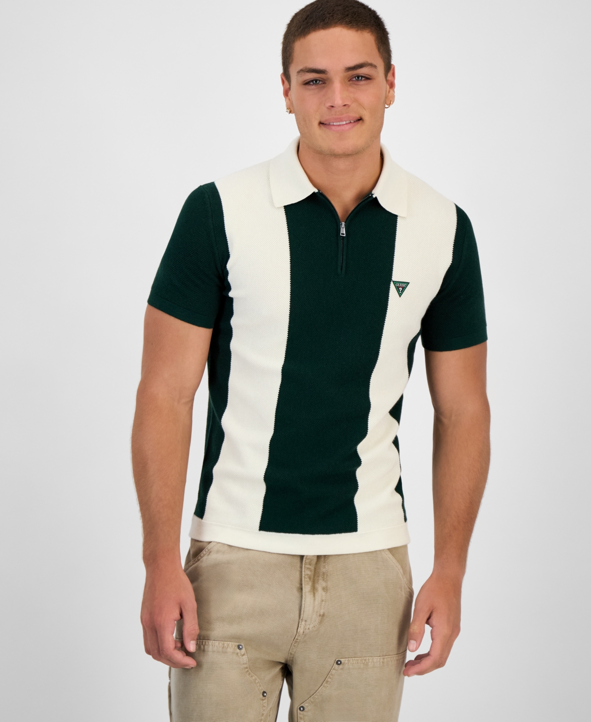 Click here for Guess Mens Humphrey Colorblocked Stripe Sweater Po... prices