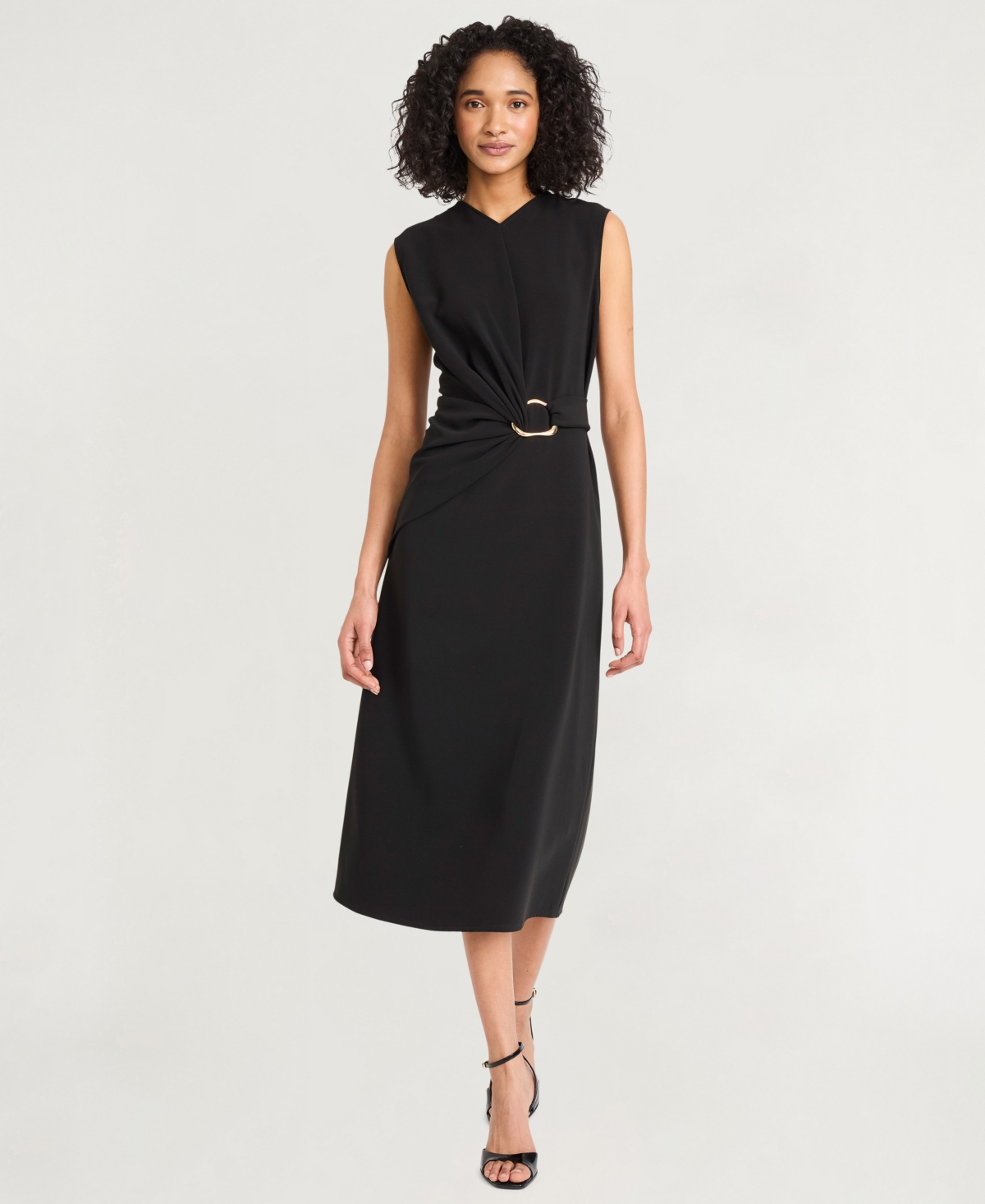 Click here for Luxely Womens Solid-Color V-Neck Sleeveless Dress... prices