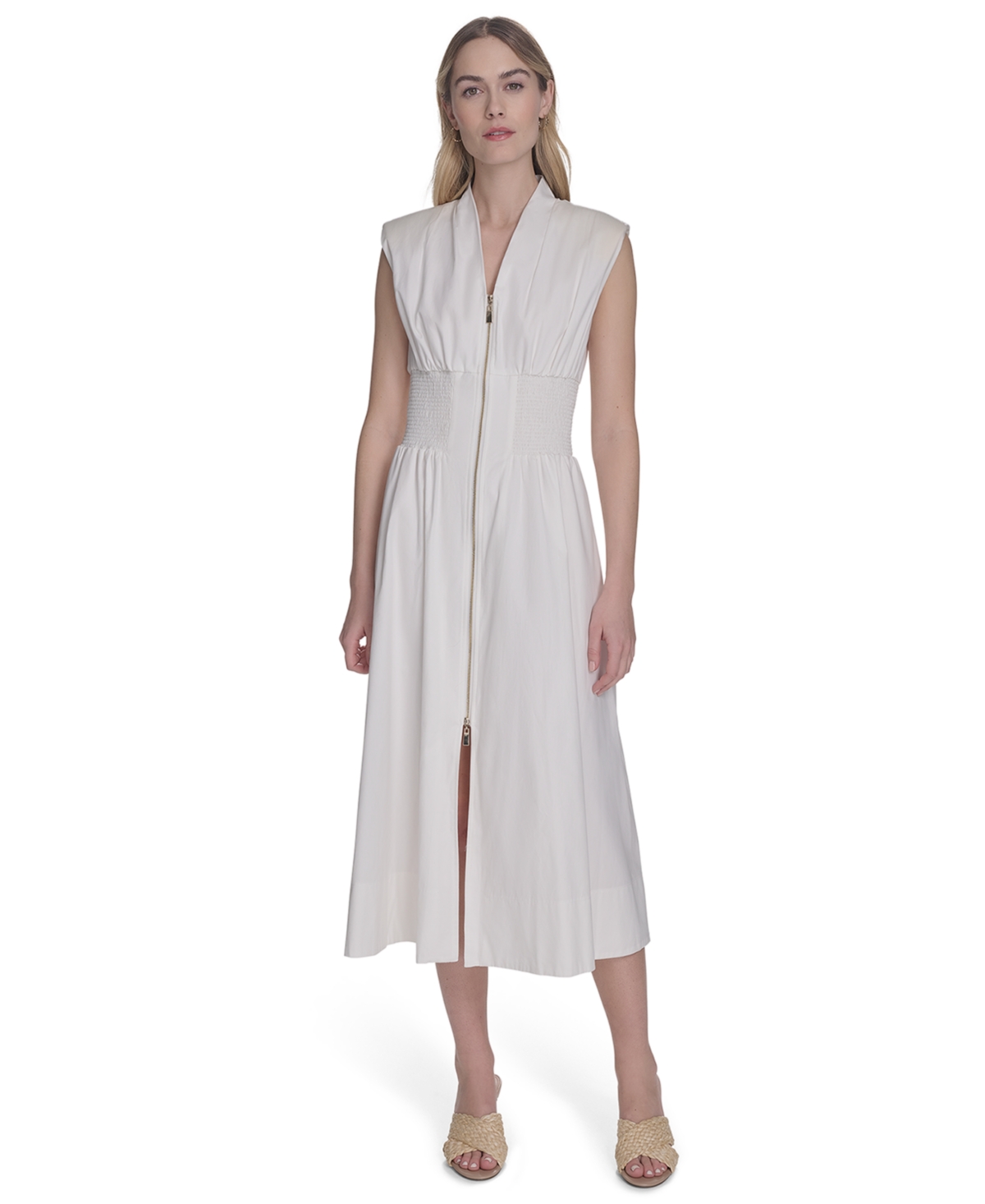 Click here for Vince Camuto Womens Cotton Zip-Front Midi Dress -... prices