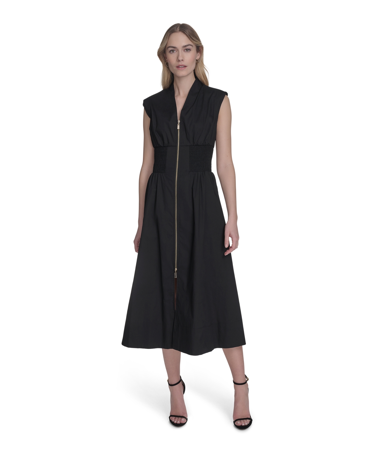 Click here for Vince Camuto Womens Cotton Zip-Front Midi Dress -... prices