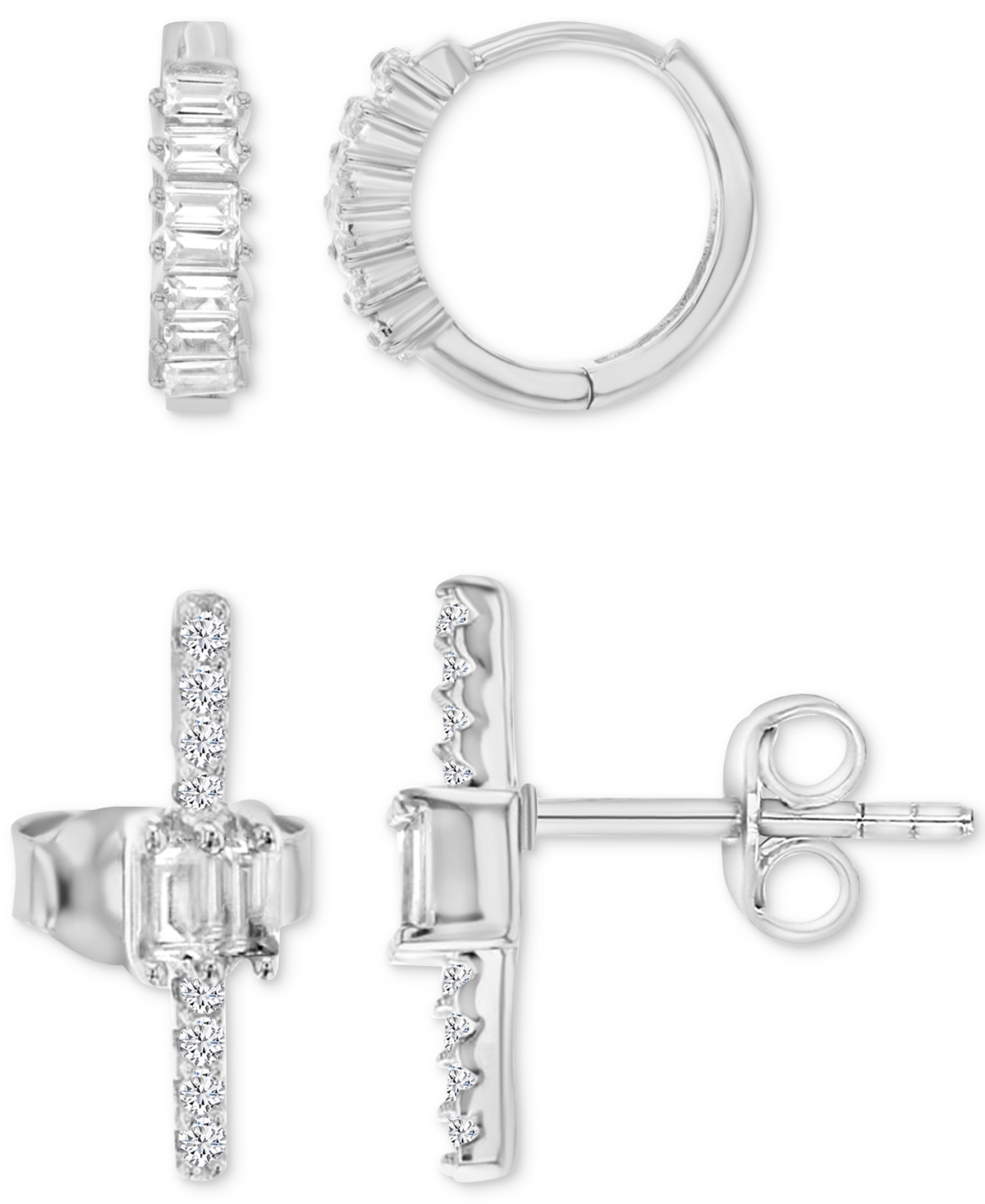 Click here for 2-Pc. Set Cubic Zirconia Round & Baguette Huggie H... prices