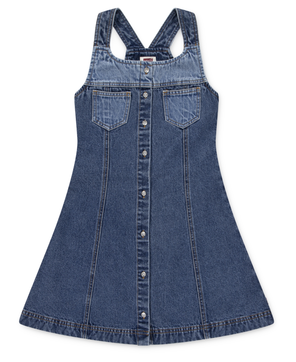 Click here for Levis Big Girls Flared Tonal Denim Dress - Blue prices