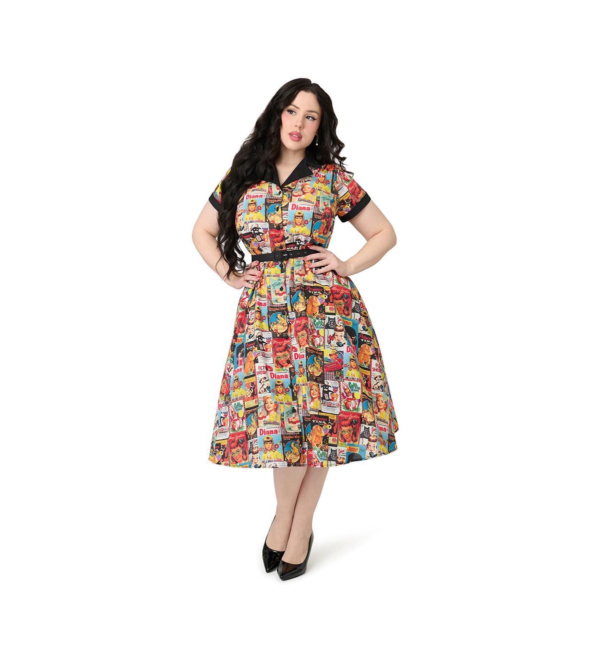 Click here for Unique Vintage Plus Size Collared Short Sleeved Be... prices