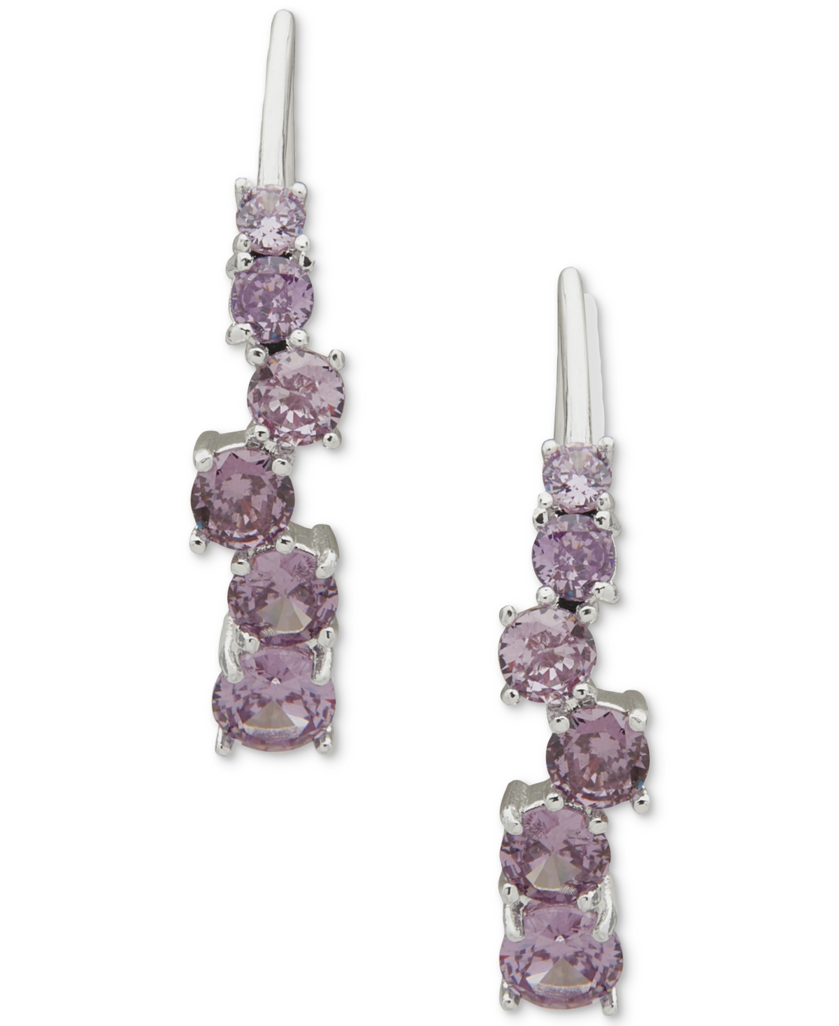Click here for Anne Klein Silver-Tone Purple Stone Cluster Drop E... prices