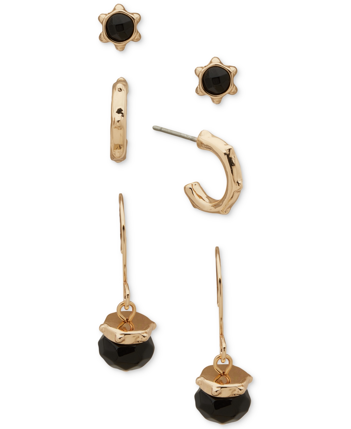 Click here for Anne Klein Metal-tone 3-Pc. Set Black Beaded Earri... prices