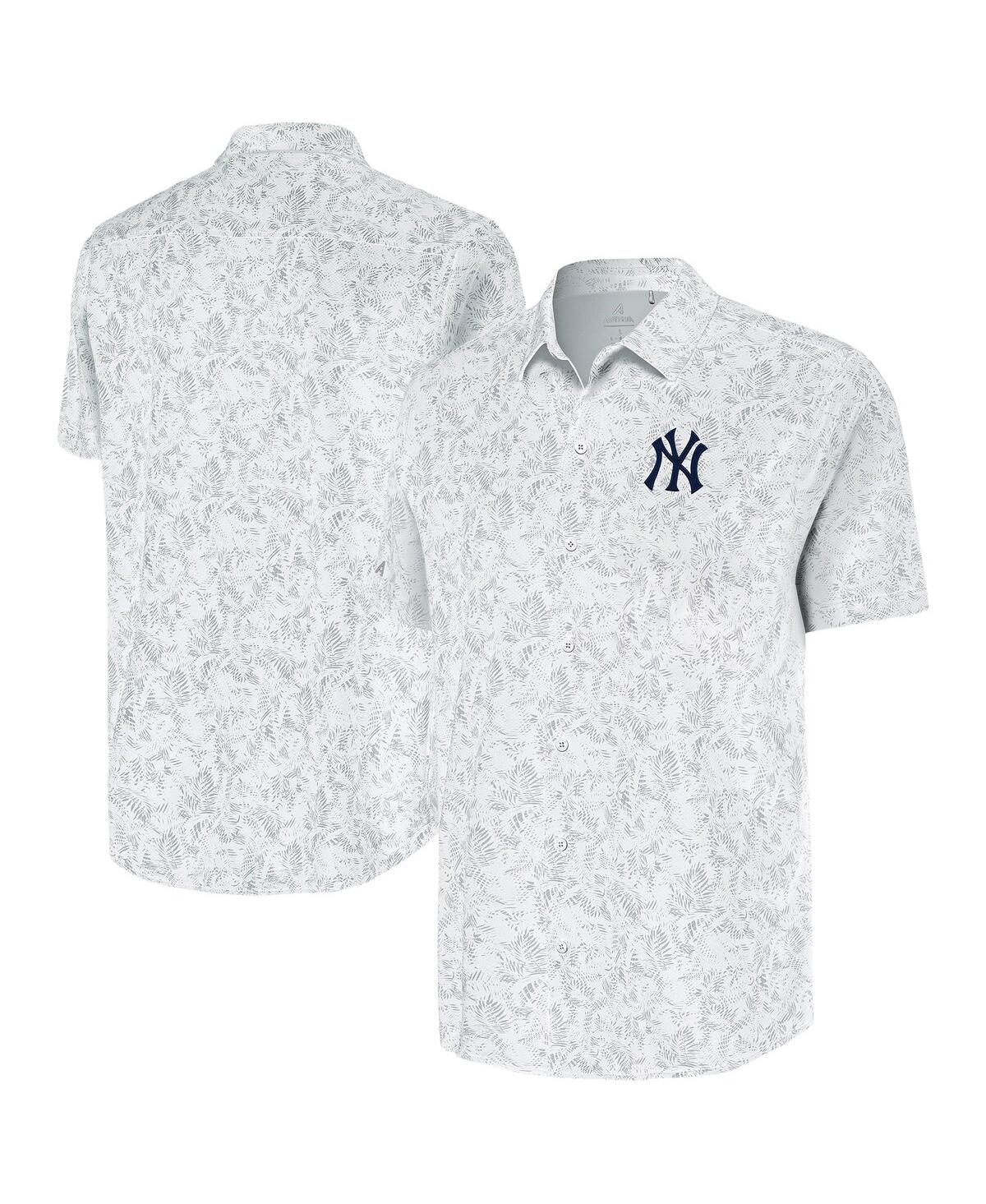 Click here for Antigua Mens White New York Yankees Lush Button-Up... prices